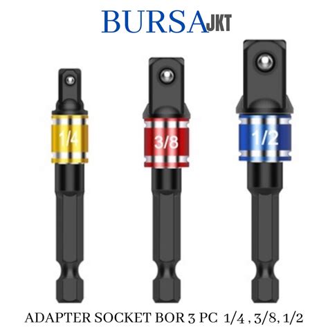Jual Kepala Bor Hex Socket Impact Converter Adapter 65 73 Mm 1 2 3 8 1 4 Set 3 Pc Shopee