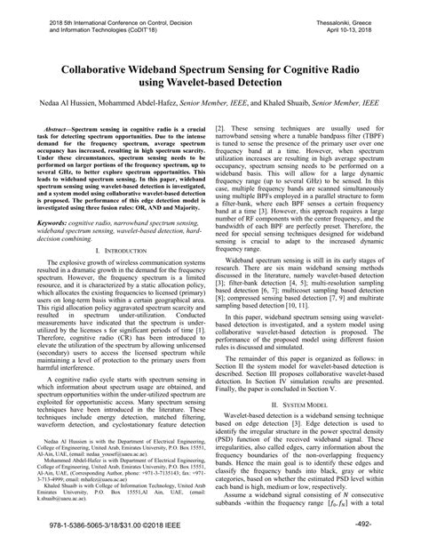 Pdf Collaborative Wideband Spectrum Sensing For Cognitive Radio Using Wavelet Based Detection