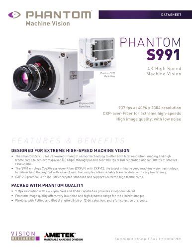 Phantom® V 2512 Phantom® V2012 Phantom® V1612 Phantom® V1212 Vision Research Pdf Catalogs