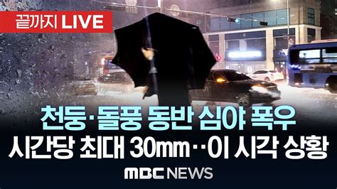 이 시각 호우 상황 천둥 번개 돌풍 동반 심야 기습폭우 주의곳곳 시간당 20~30mm 장대비취약시간대 피해 우려
