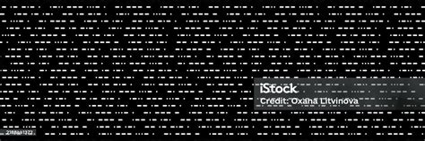 Morse Code White Seamless Pattern With Rounded Corners Rectangles On Black Bg Stock Illustration