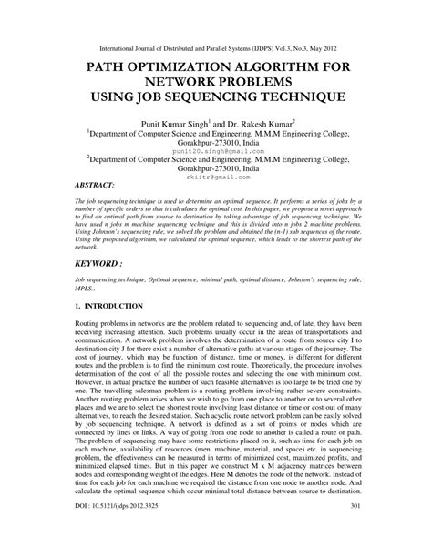 Pdf Path Optimization Algorithm For Network Problems Using Job Sequencing Technique