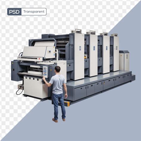 premium psd a man working on an offset printing machine