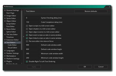 Text Editor Preferences