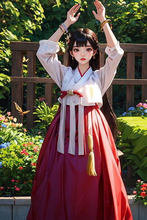 AI D 그림체로 생성한 한복입은 여자