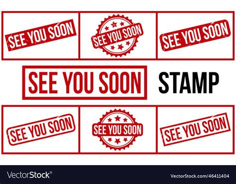 See You Soon Rubber Stamp Set Royalty Free Vector Image