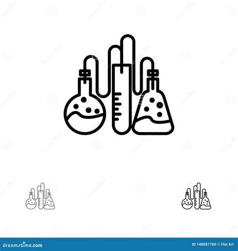 Chemical Dope Lab Science Bold And Thin Black Line Icon Set Stock