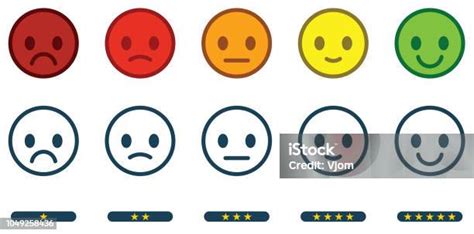 피드백을 둡니다 컬러 스마일 버튼과 별 만족도 규모입니다 규모에 대한 스톡 벡터 아트 및 기타 이미지 규모 누름 버튼