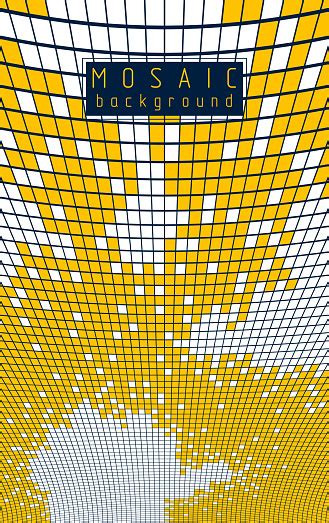 밝고 아름 다운 벡터 3d 모자이크 타일 그림 제목 및 텍스트 복사 공간 레이아웃 템플릿으로 예술적 추상 배경 안내 책자 잡지