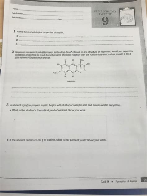 solved name lab partner lab section prelaboratory 9 date