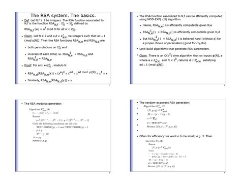 Lecture Slides On The Rsa System Applied Cryptography Cs 6260 Docsity