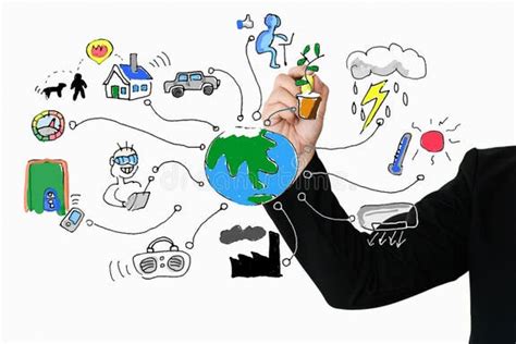 Businessman Draw Iot Concept Diagram Showing Interconnected Devices And Environment Stock Image