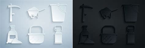 세트 장바구니 양동이 밀가루 가방 우유 용기 먼지와 낫과 낫 아이콘 수레 를 할 수 있습니다 벡터 3차원 형태에 대한 스톡 벡터 아트 및 기타 이미지 Istock