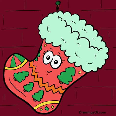 Christmas Stocking Drawing Easy Cute Cartoons Drawings Of
