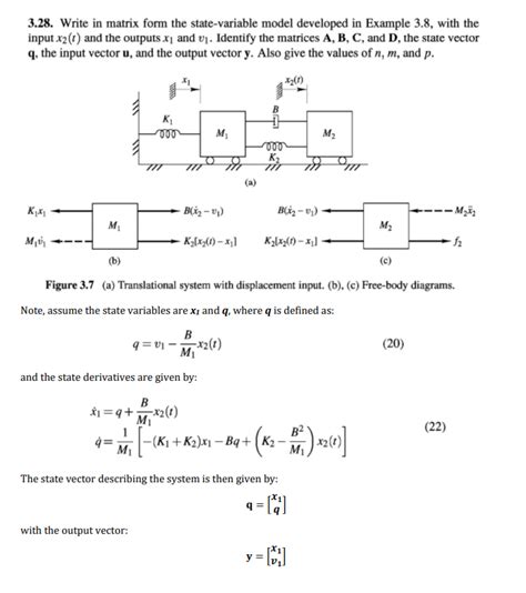 328 Write In Matrix Form The State Variable Model