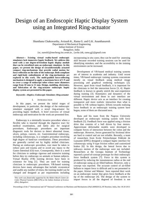 Pdf Design Of An Endoscopic Haptic Display System Using An Papers