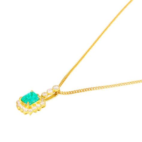 K18エメラルドダイヤネックレスe0 64 D0 30ct ネックレス Aランク 09【中古】 ワンダーレックスヤフー店 通販
