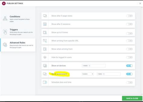 🐞 Bug Report Popup Advanced Rules Not Working For Safari · Issue 21622 · Elementorelementor