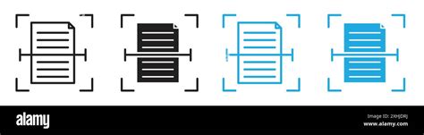 Scan Documents Icon Black Line Art Vector In Black And White Outline Set Collection Sign Stock