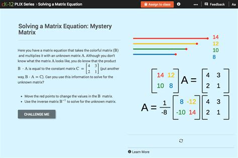 Solving A Matrix Equation Mystery Matrix Interactive For 10th 12th