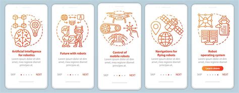 Robotics Courses Onboarding Mobile App Page Screen Vector Template