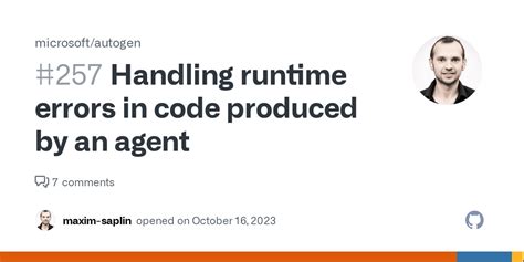handling runtime errors in code produced by an agent · issue 257