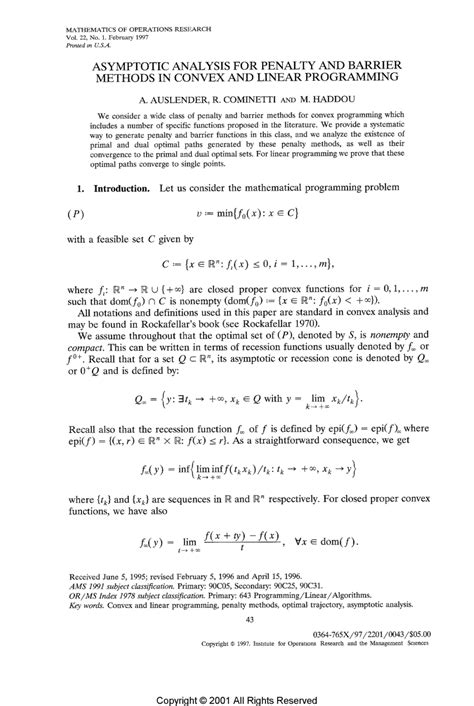PDF Asymptotic Analysis For Penalty And Barrier Methods In Convex And