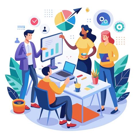 Team Collaborating On Project With Data Analysis And Strategy Premium Ai Generated Vector