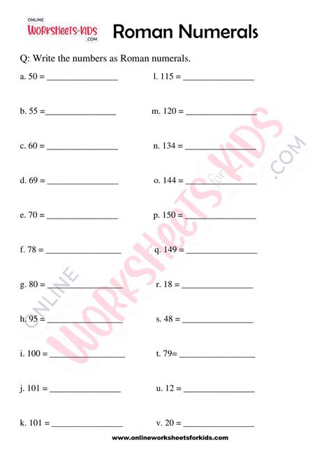 Free Roman Numerals Printables Worksheets Worksheets Library