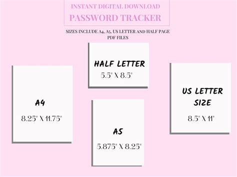 Simple Pink Password Tracker Keeper Log Organizer Digital Pdf Etsy