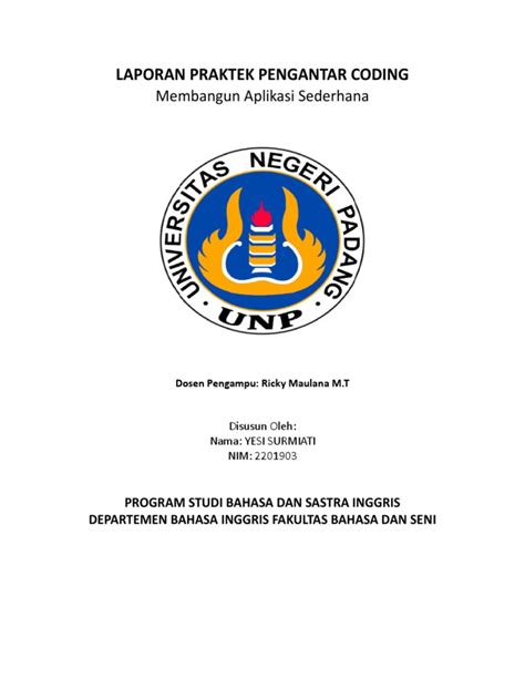 Laporan Praktek Pengantar Coding Pertemuan 15 Yesisurmiati22019033 Pdf