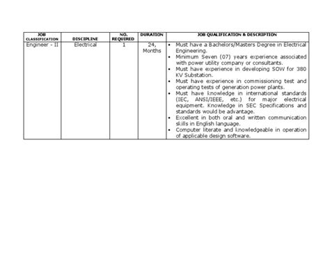 Job Classification Engineer Ii Electrical Pdf