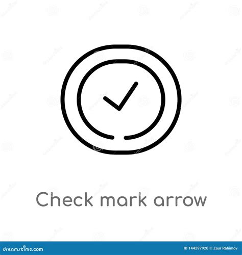 Outline Check Mark Arrow Vector Icon Isolated Black Simple Line Element Illustration From User