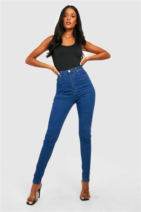 Womens Tall Basic High Waisted Skinny Jeans Boohoo Uk