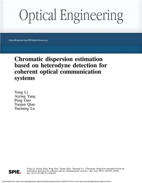 Pdf Chromatic Dispersion Estimation Based On Heterodyne Detection For Coherent Optical