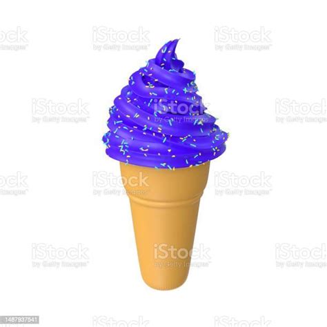 흰색 배경에 분리된 스프링클이 있는 아이스크림 콘의 3d 렌더링 0명에 대한 스톡 사진 및 기타 이미지 0명 3차원 형태 냉동된 Istock