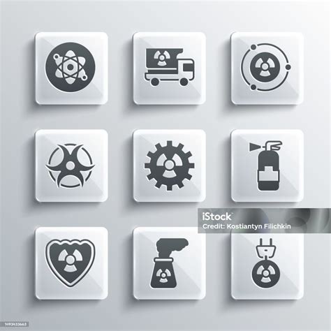 원자력 발전소 방사선 전기 플러그 소화기 방사성 방패 생물학적 위험 기호 원자 및 아이콘을 설정합니다 벡터 0명에 대한 스톡 벡터 아트 및 기타 이미지 Istock