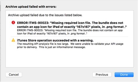 Ios Error Itms 90023 Missing Required Icon File Stack Overflow