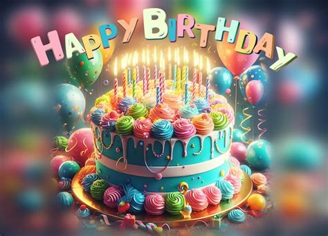 Premium Photo Happy Birthday Greeting Card With A Cake Candles And