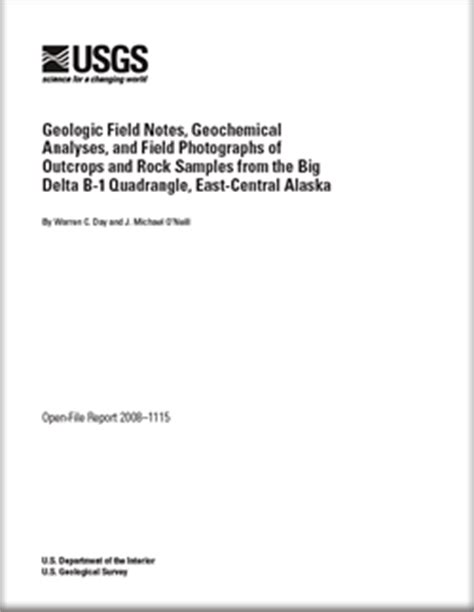 USGS Open File Report Geologic Field Notes Geochemical Analyses And Field