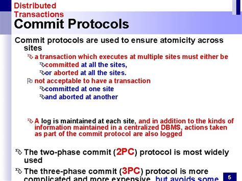 Distributed Databases Distributed Course Outlines Transactions Commit Protocols