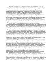 Theories Of Forgetting Docx Forgetting Is The Active Loss Of Information From Our Long Term