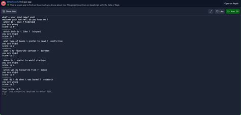 GitHub Yashvanth Cli Quiz App Its A Quiz About Who Knows Me Better