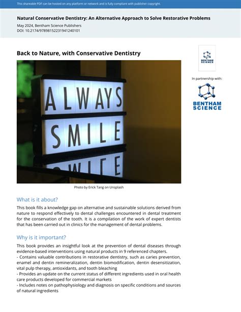 Pdf Natural Conservative Dentistry An Alternative Approach To Solve Restorative Problems