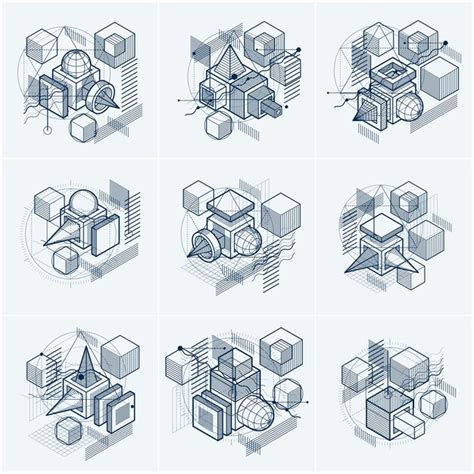 Premium Vector 3d Abstract Vector Isometric Backgrounds Layouts Of Cubes Hexagons Squares