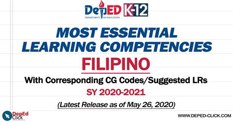 Melcs In Filipino Sy 2020 2021 Deped Click