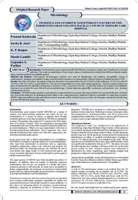 Pdf Incidence And Antibiotic Susceptibility Pattern Of Non Fermenting