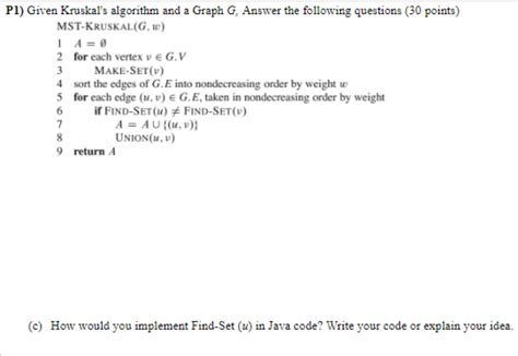 solved pl given kruskal s algorithm and a graph g answer
