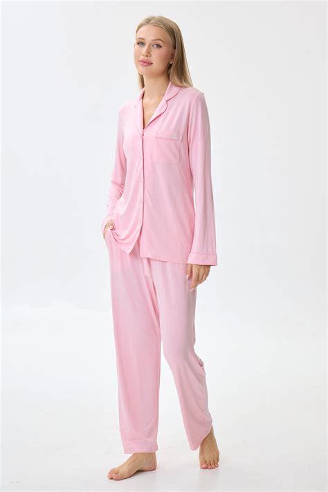 Cherry Blossom Womens Luxury Modal Pajamas Long Sleeve Set By Crescentt