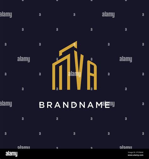 Va Initial Monogram With Building Logo Design Vector Graphic Stock